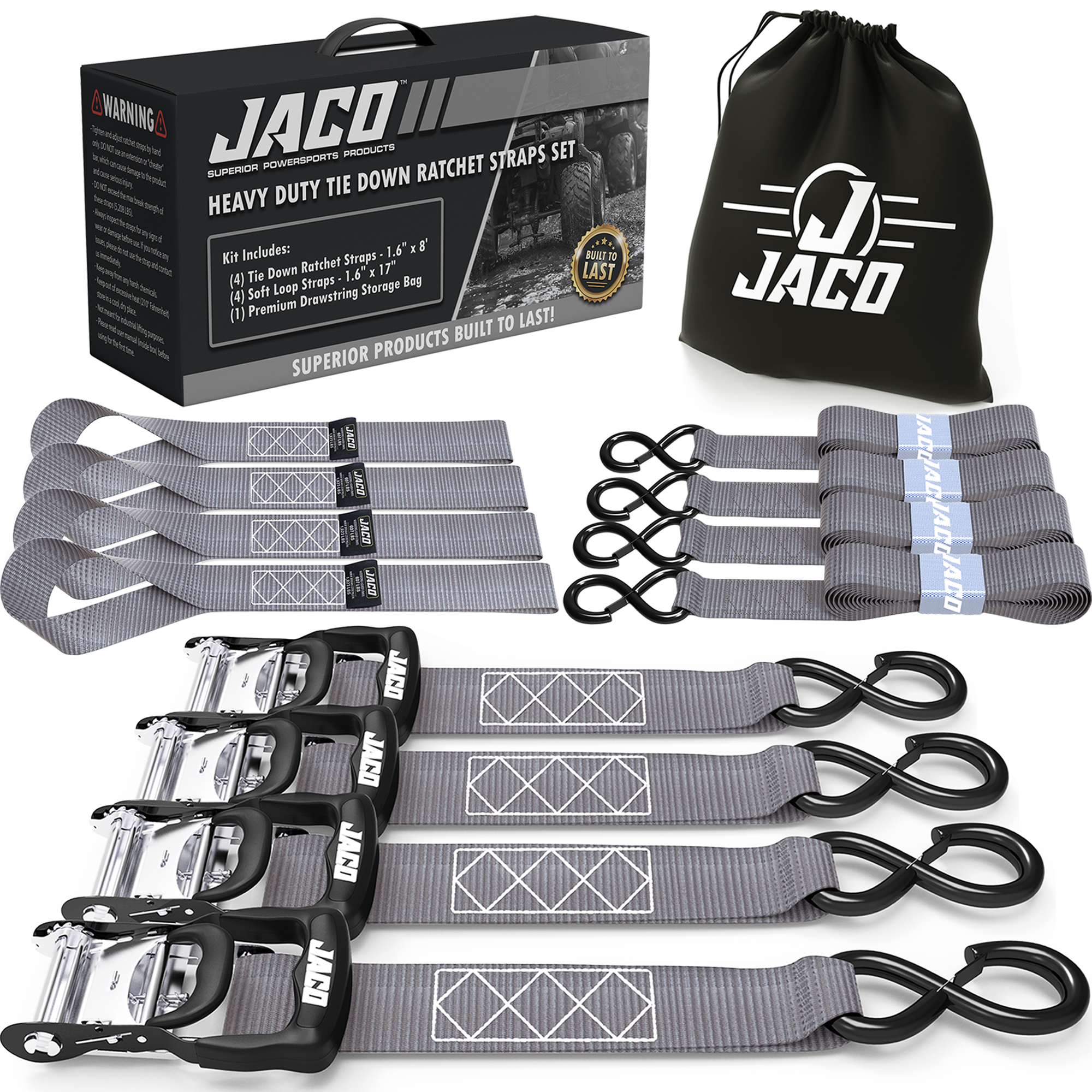8 Pack Nylon Cargo Straps 8-Pack Heavy Duty Ratchet Tie Down Straps ...